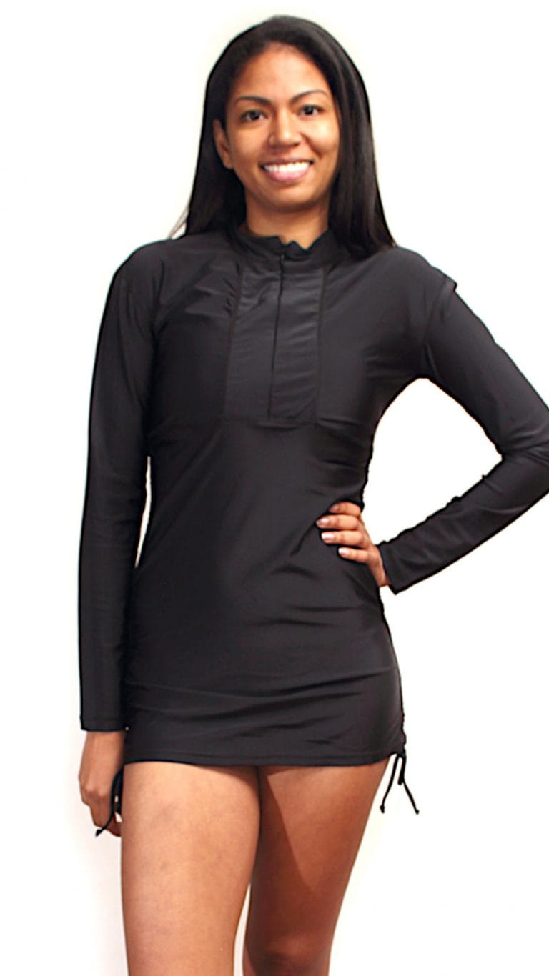 |Women's Long Sleeve Rash Guard with Adjustable Length oceanroadswimwear