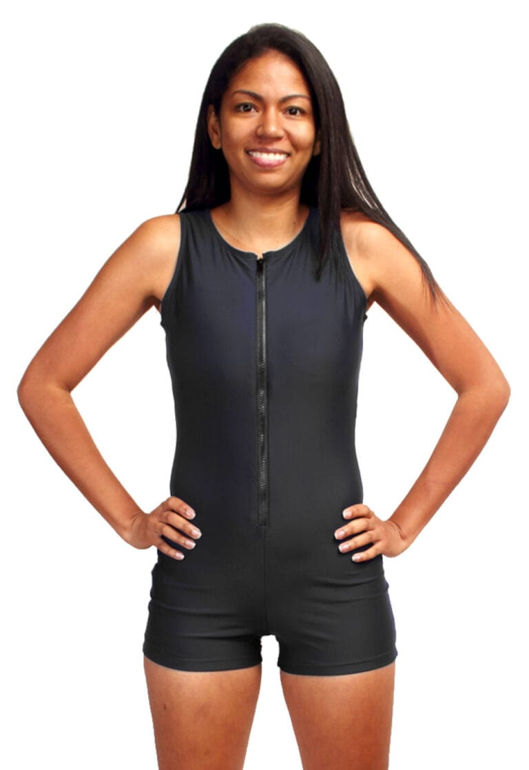 Boyleg Swimsuit One Piece with Zip