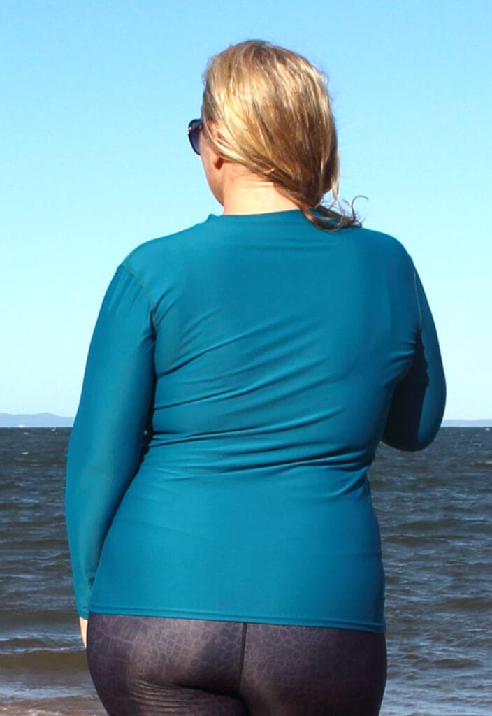 Plus Size Zip Up Rash Guard|