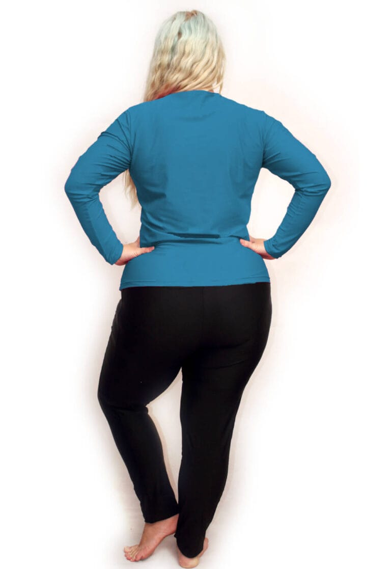 Plus Size Zip Up Rash Guard Blue | oceanroadswimwear