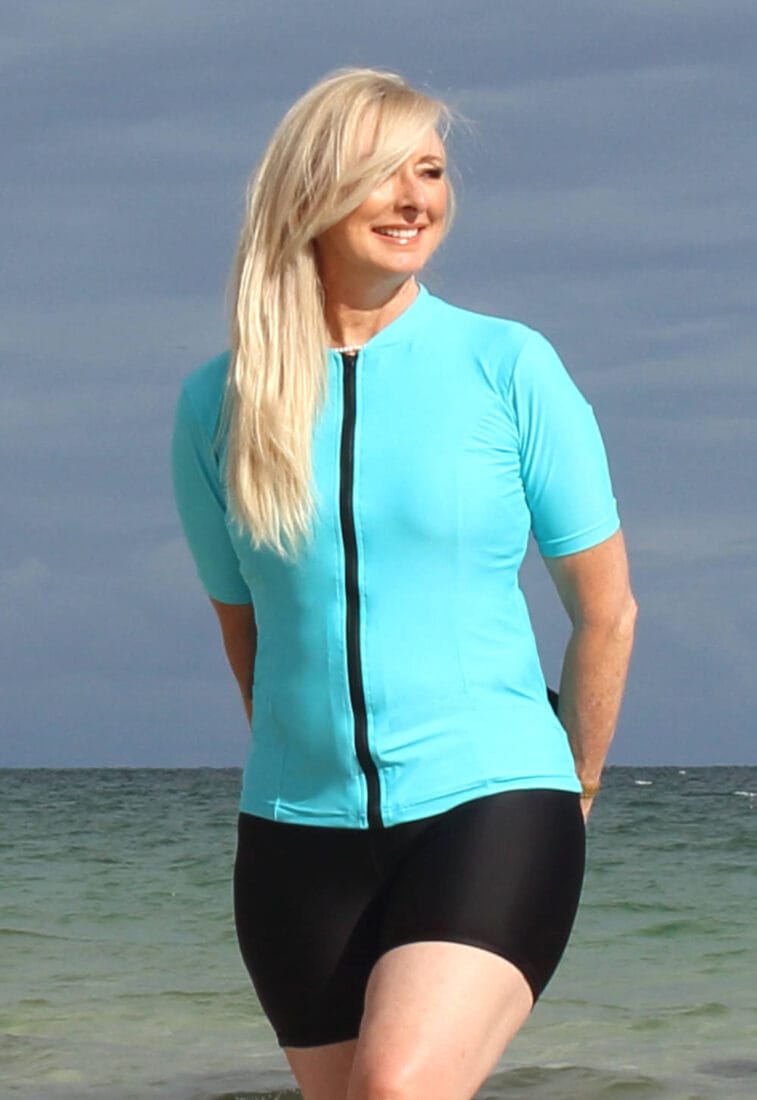Womens Rash Guard Short Sleeve Zip Up|