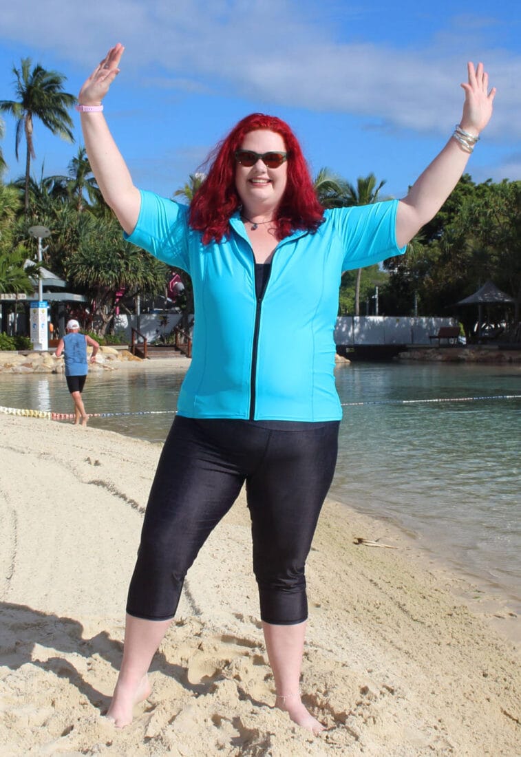 Plus Size Short Sleeve Rash Guard Zip Up For Women|