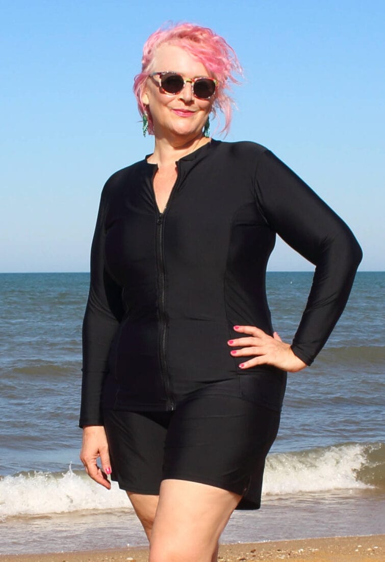 Plus Size Long Sleeve Chlorine Resistant Rashie with Inner Bra| Ocean ...