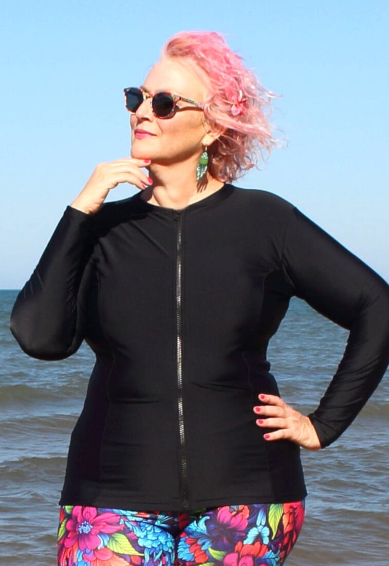 Plus Size Long Sleeve Chlorine Resistant Rashie with Inner Bra| Ocean ...