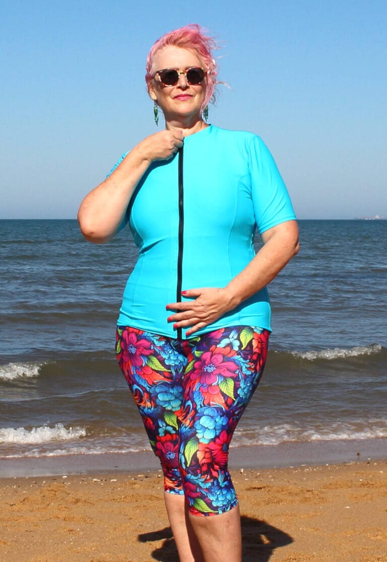 Plus Size Short Sleeve Rash Guard Zip Up For Women| Ocean Road Swimwear