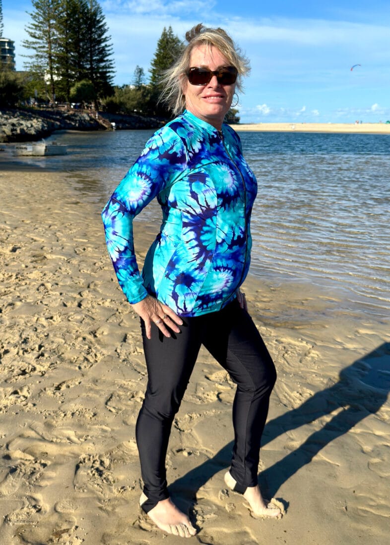 Printed Long Sleeve Rashie with Zip Front For Women| Ocean Road Swimwear